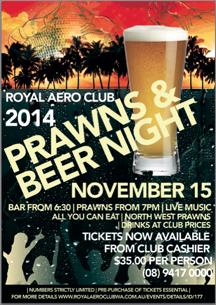 Prawns Night 2014: Cancelled - Royal Aero Club of WA